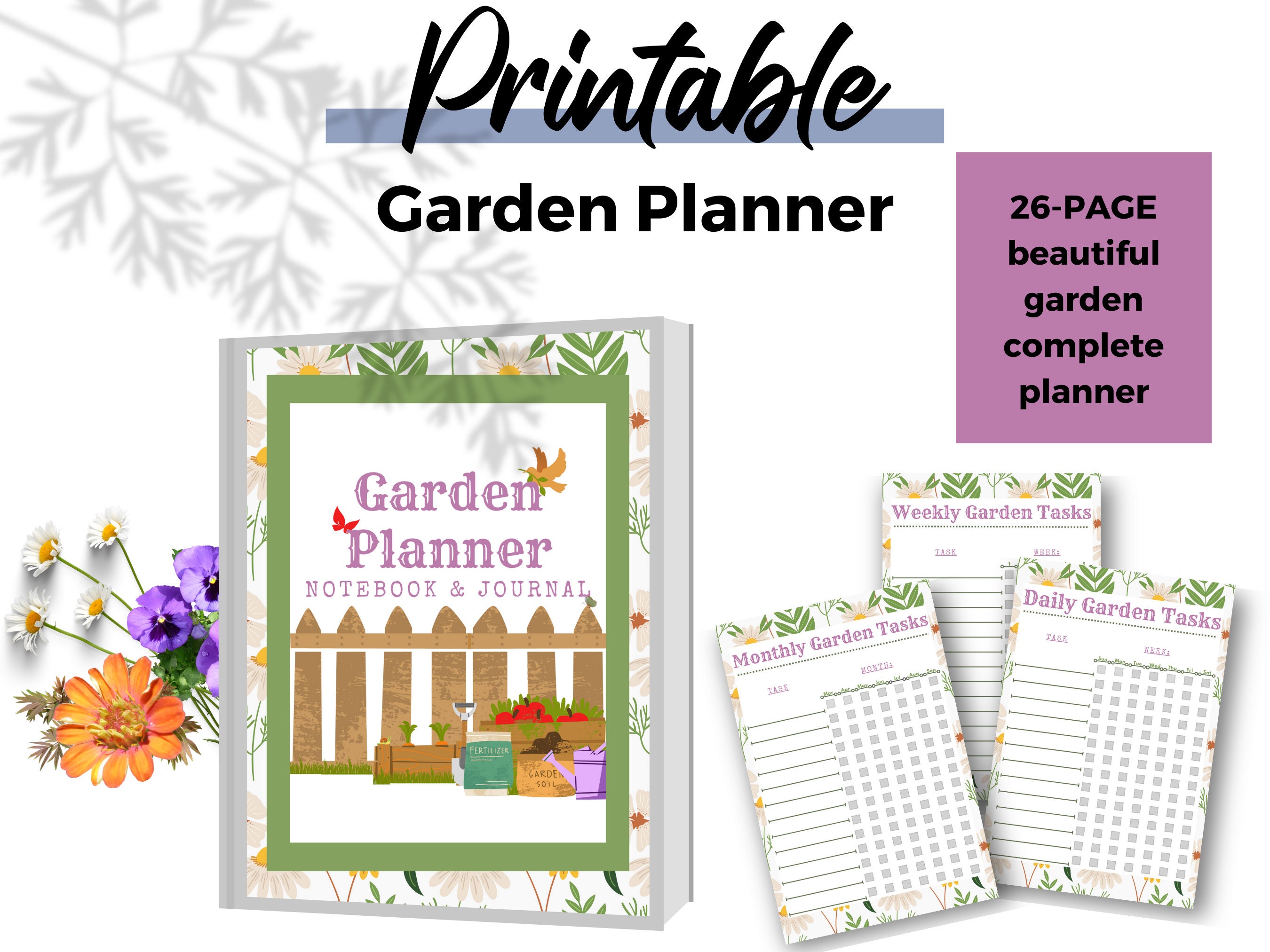 Printable Garden Planner - Complete (daily, Weekly, Monthly Tasks) - Etsy