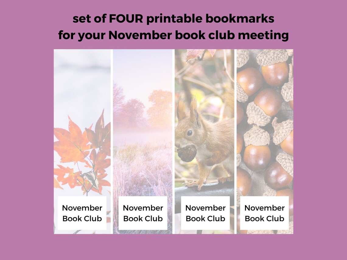 November Book Club Set of Printable Bookmarks - Etsy