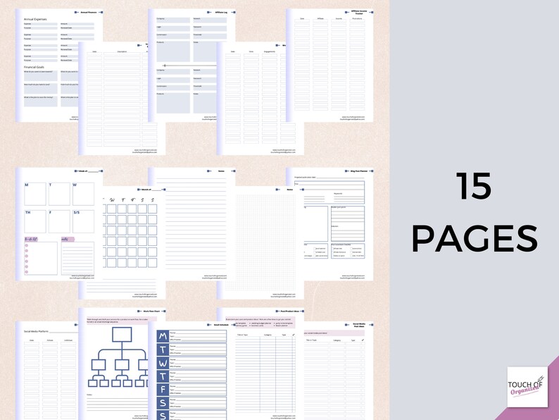 Printable Blog Planner | Pages for Post & Product Ideas, Affiliate Log ...