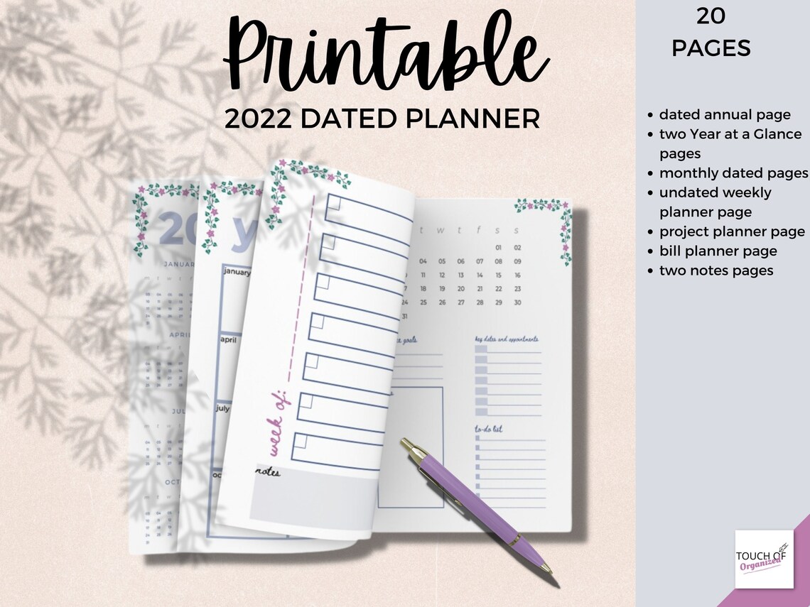 2022 Dated Printable Planner Plan Your Year Right - Etsy