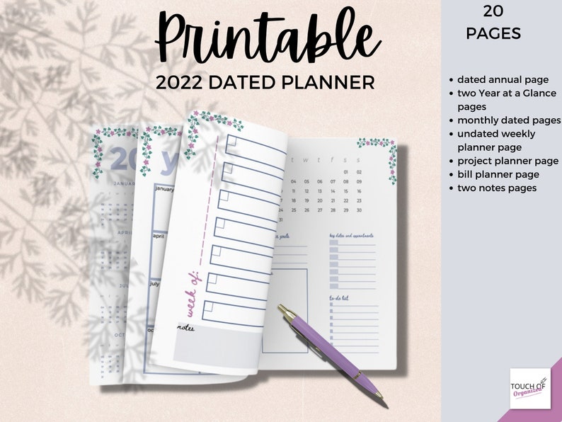 2022 Dated Printable Planner - Plan Your Year Right - Etsy