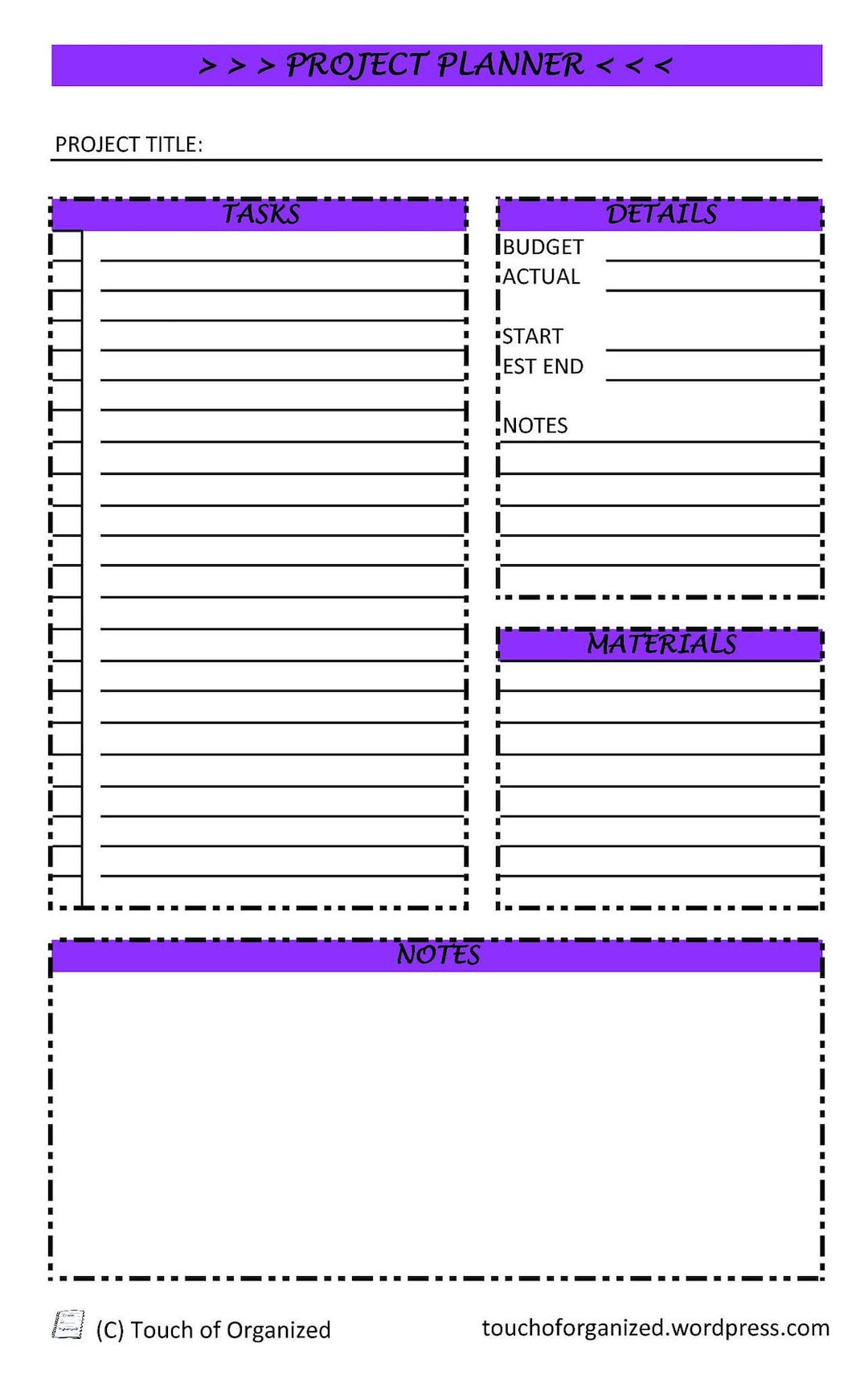 Printable Planner Page - Project Planner (statement) - Etsy