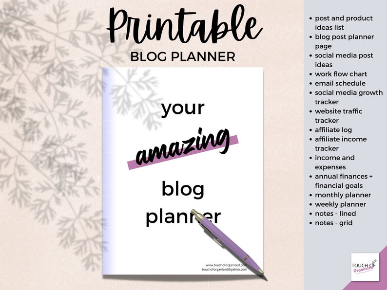Printable Blog Planner | Pages for Post & Product Ideas, Affiliate Log ...