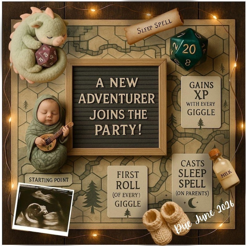 Editable Dnd Baby Announcement | Fantasy Template | New Adventurer ...