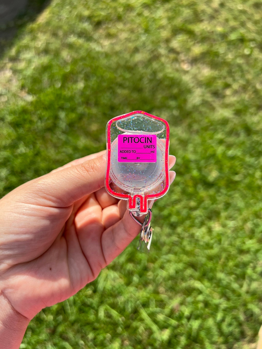 Pitocin IV Bag Badge Holder | IV Bag Badge Reel, Phlebotomy Badge Reel ...