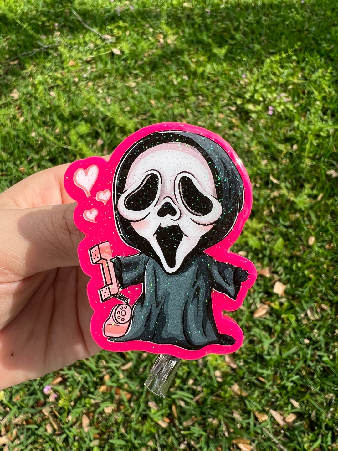 Ghost Face Badge Reel Spooky Badge Holder Retractable Badge Clip ...