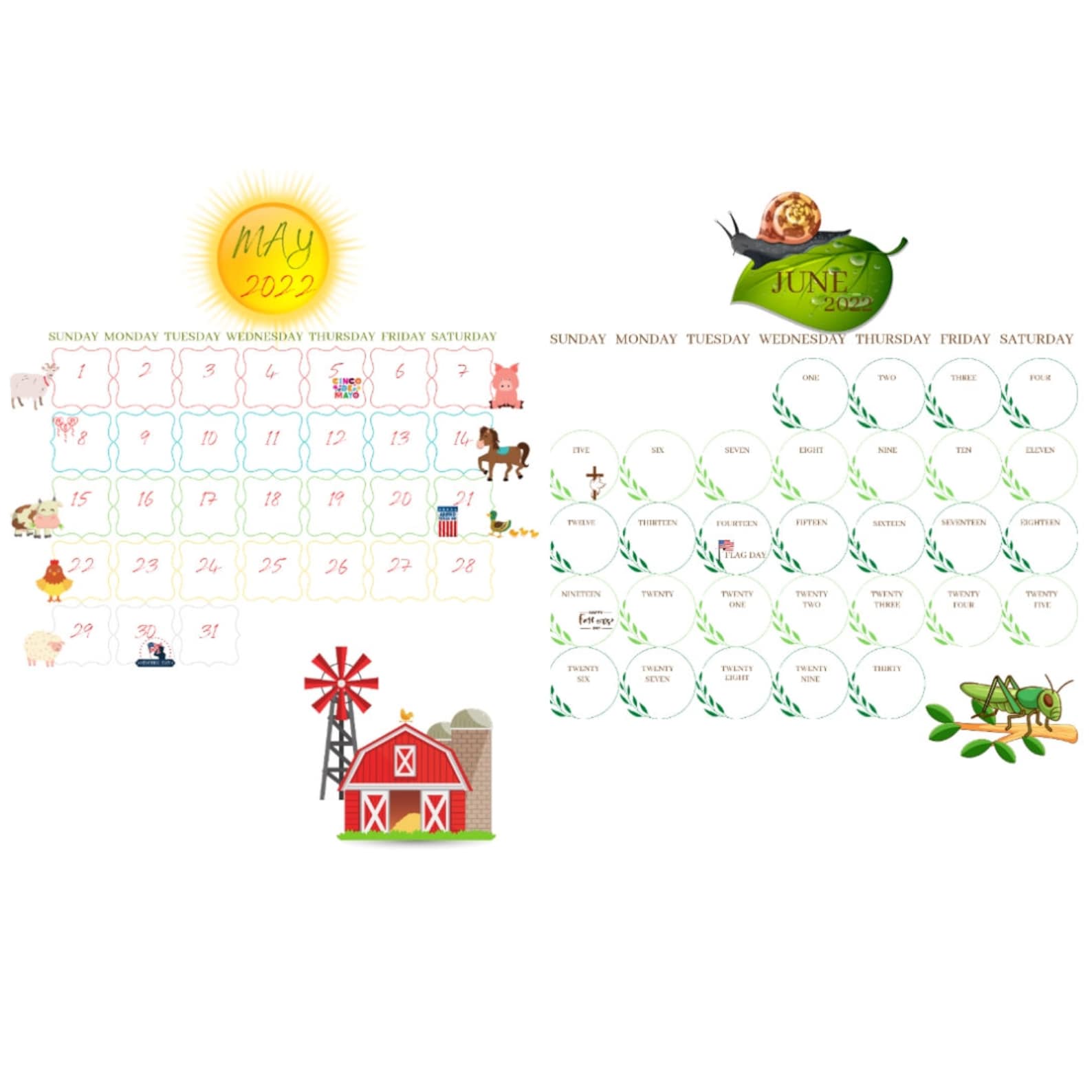 2022 May-august Calendar - Etsy