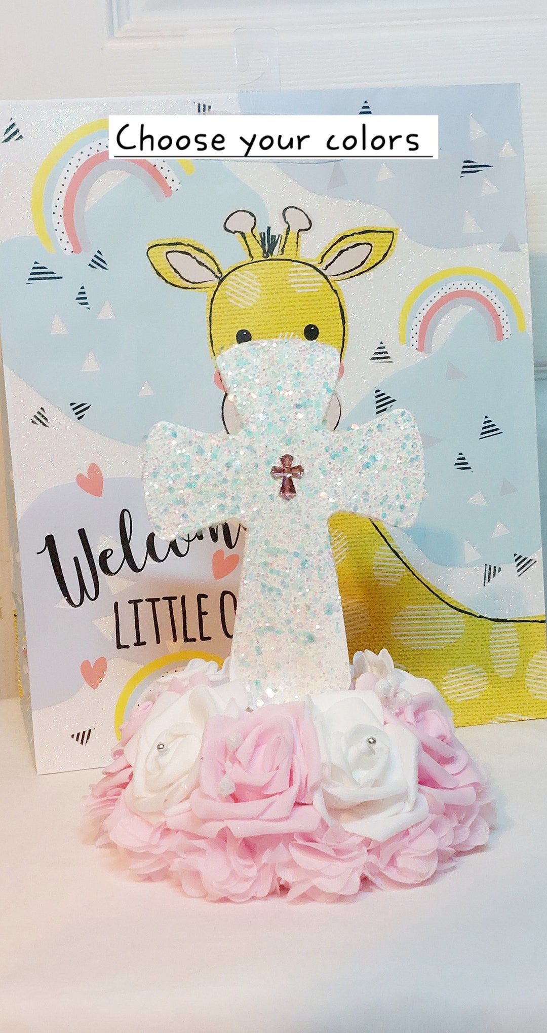 Baptism Cross Centerpiece, Baptism Cross Decor, Baptism Girl Decor ...