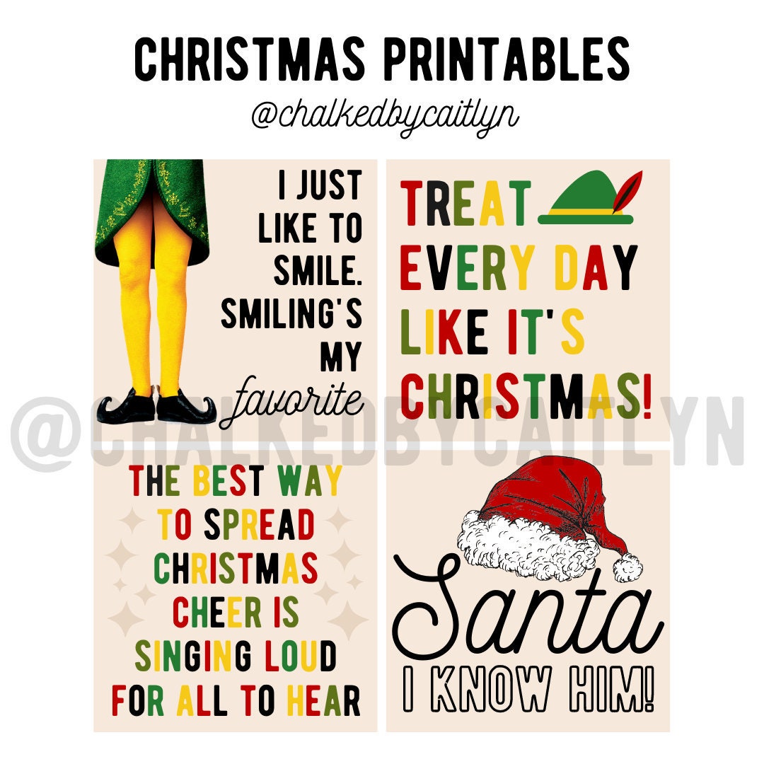 Buddy the Elf Christmas Printables Gift Tag Digital Download Merry ...