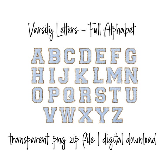 Varsity Letter Patch Baby Blue Digital Download Alphabet - Etsy