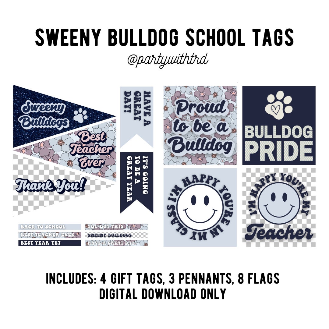 Sweeny Bulldog Teacher School Tags Back to School Teacher - Etsy