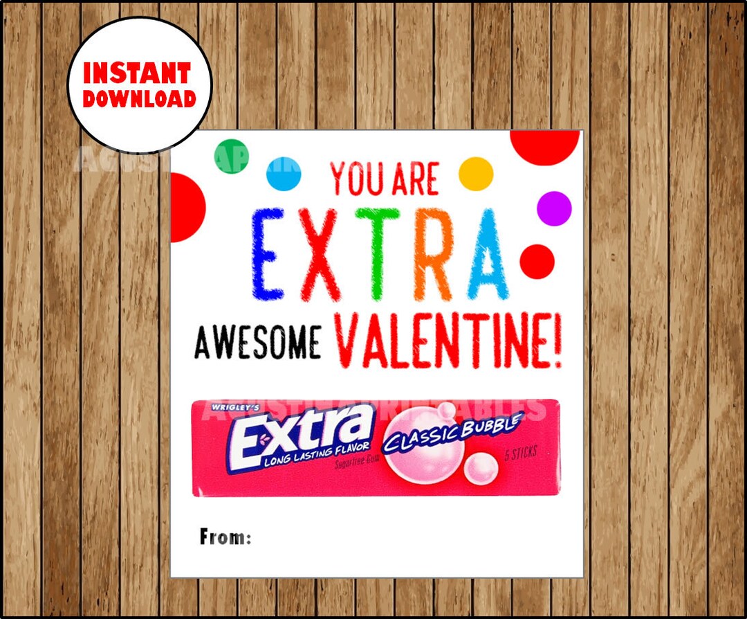 INSTANT DOWNLOAD Printable Valentine Extra Awesome Tag, Extra Awesome ...