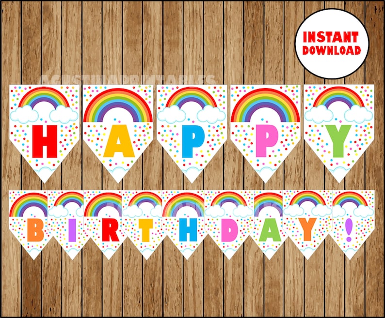 Rainbow Birthday Banner Rainbow Happy Birthday Banner - Etsy