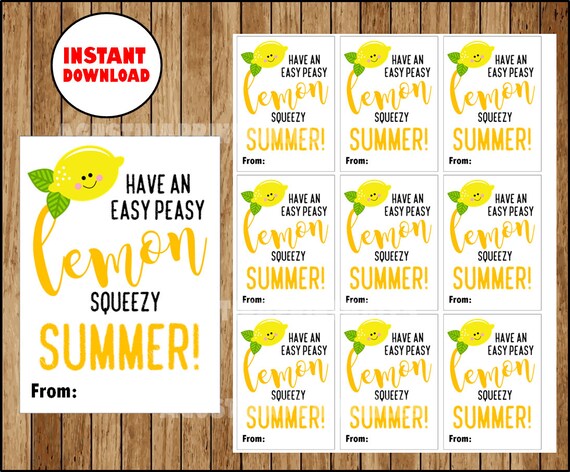 Easy Peasy Lemon Squeezy Summer Lemonade Teacher Appreciation - Etsy