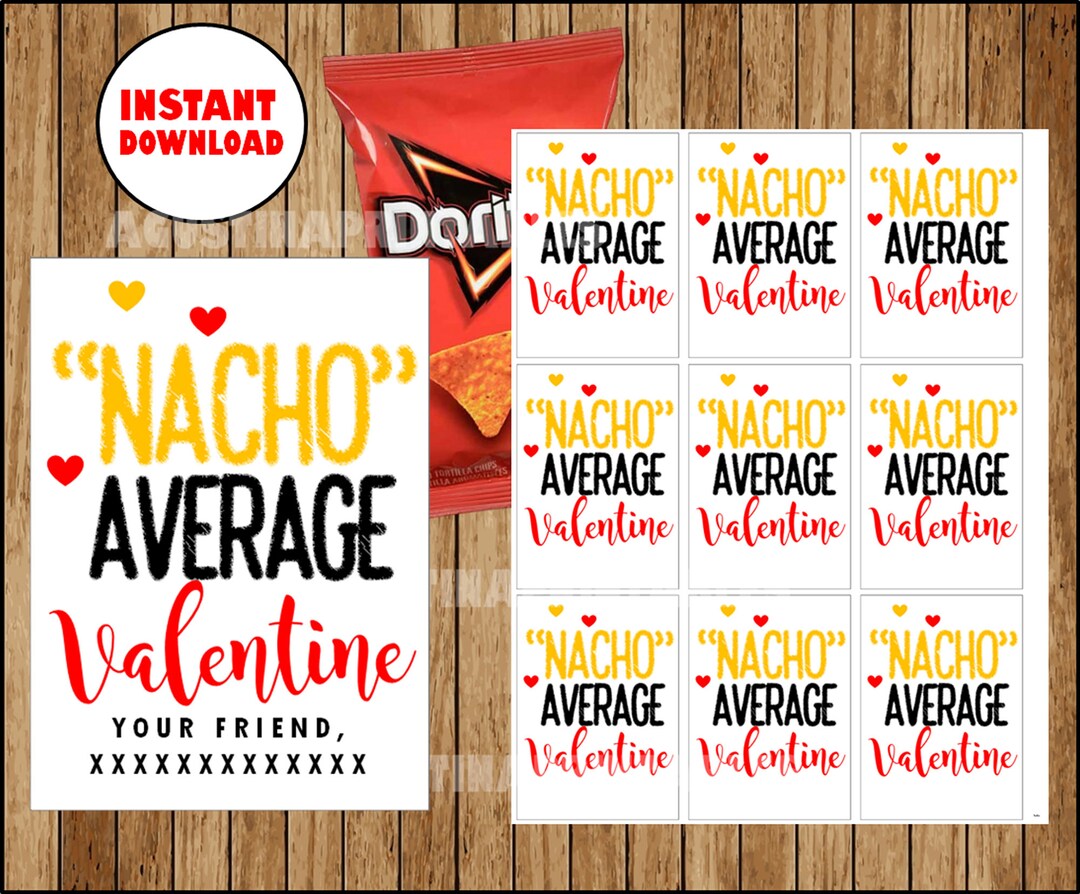 Nacho Average Valentine, Chip Bag Label, Printable, Editable ...