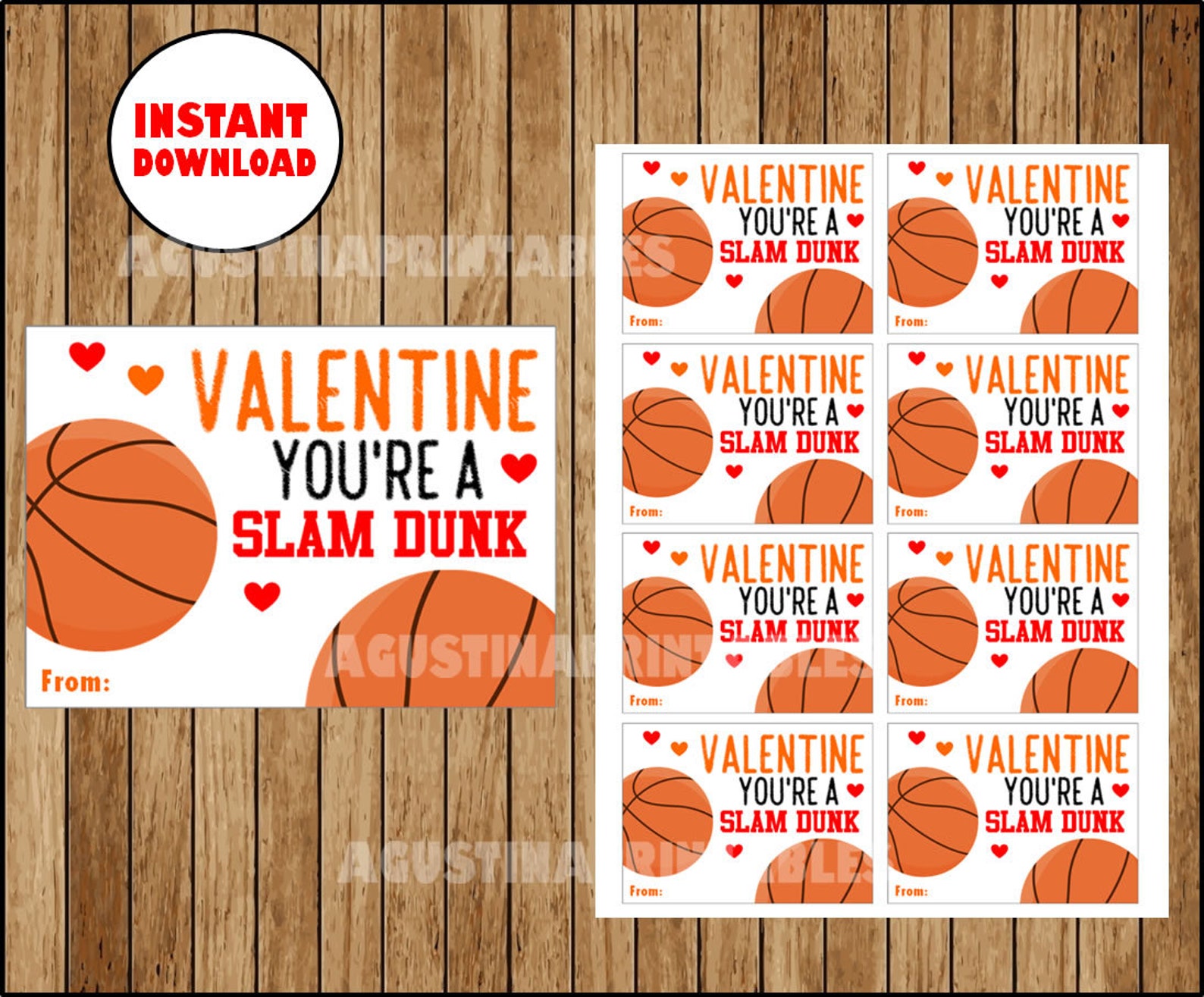 INSTANT DOWNLOAD Basketball Valentines Cards PRINTABLE - Etsy UK