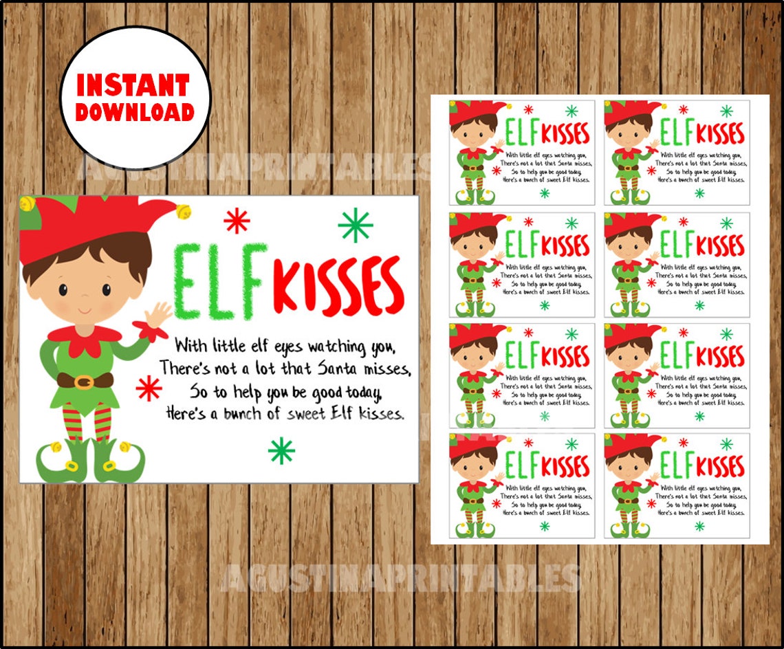 INSTANT DOWNLOAD Elf Kisses Tag Christmas Treat Tag Tag - Etsy