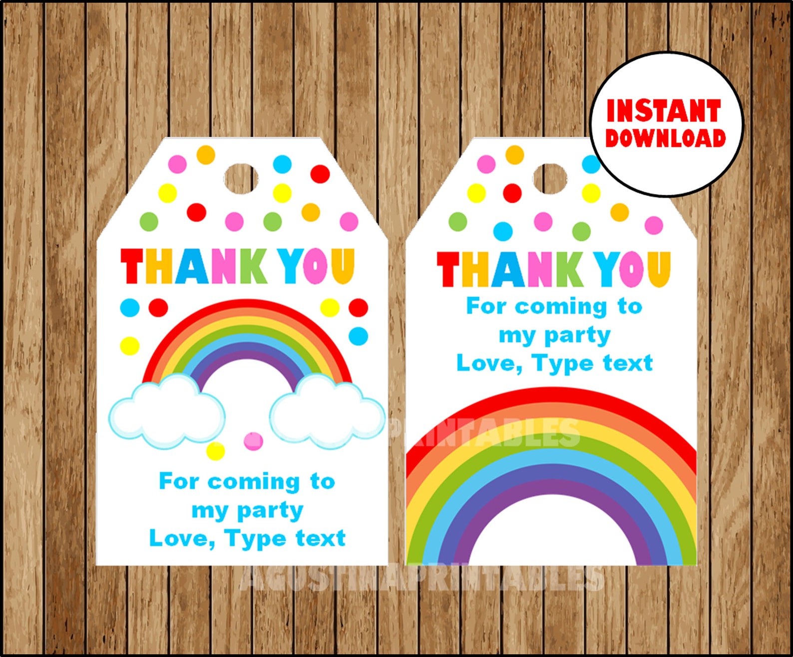 Rainbow Thank You Tags Rainbow Gift Tags Rainbow Birthday | Etsy