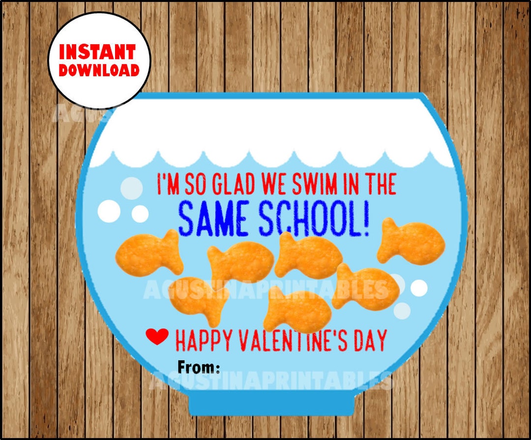 INSTANT DOWNLOAD Fish Bowl Valentine Cards, Fish Valentine's Day Cards ...