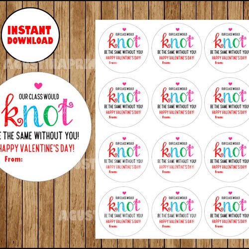 Bracelet Valentine's Day Printable Tag Knot Be the Same - Etsy