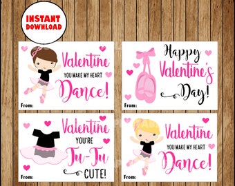 Ballerina Valentine Cards | Etsy