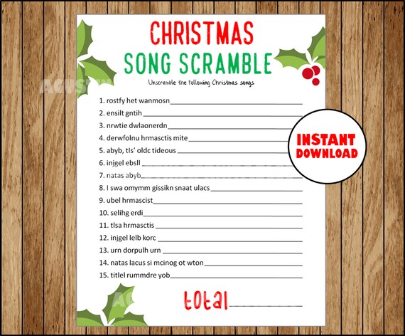 INSTANT DOWNLOAD Christmas Scramble Christmas Song Game | Etsy