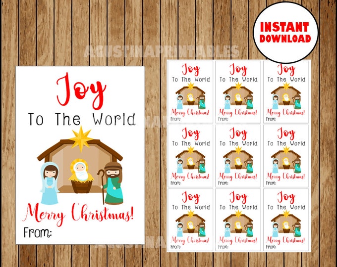 Kids Nativity Gift Tag, Christmas Printable Tags, Christmas Favor Tags ...