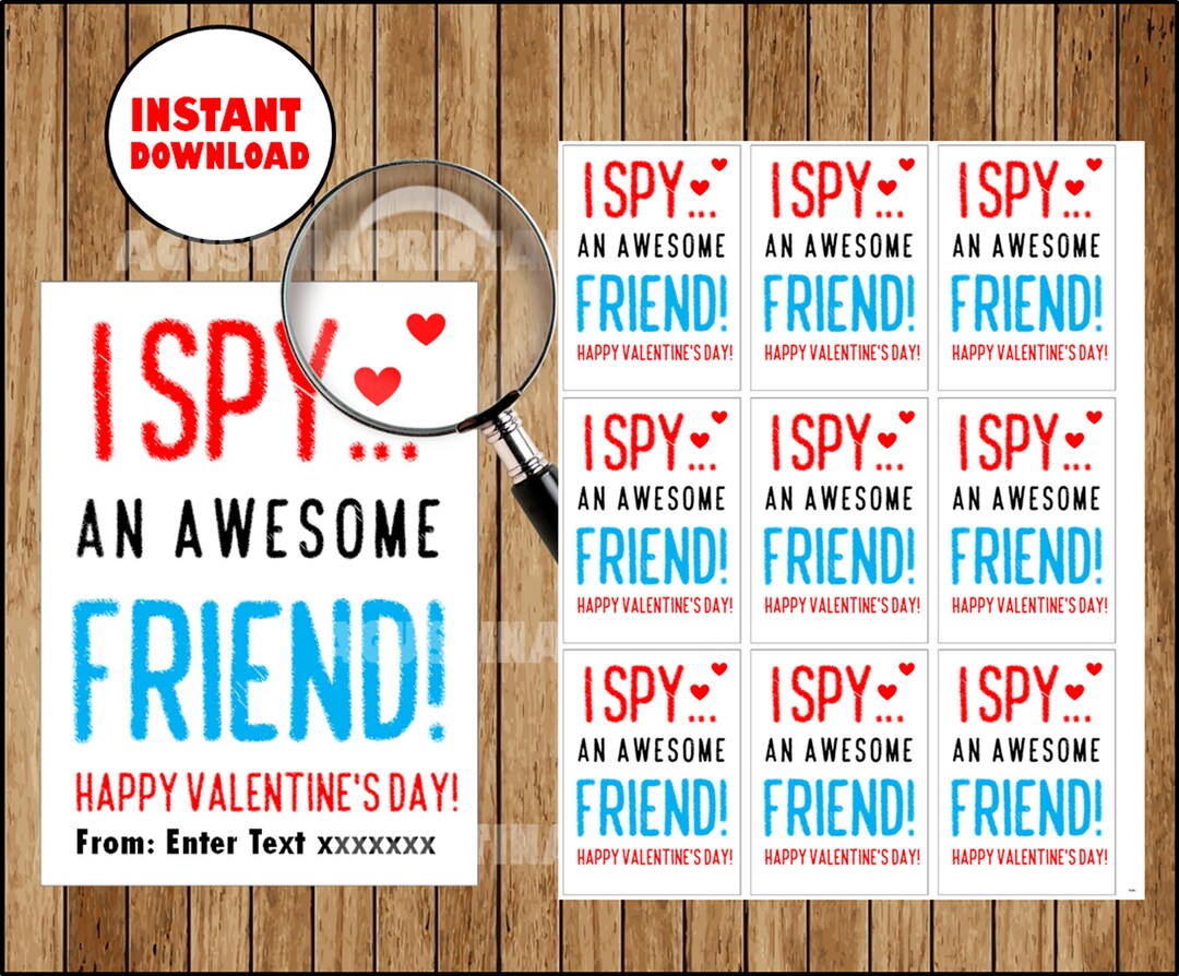 Magnifying Glass Valentine, I Spy Kids Valentine, Non Candy Valentine ...