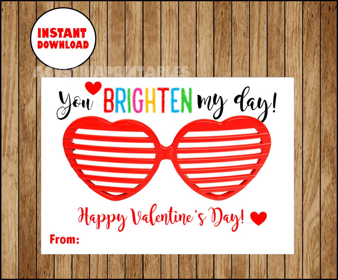 INSTANT DOWNLOAD Sunglasses Valentine's Day Cards, Printable Sunglasses ...