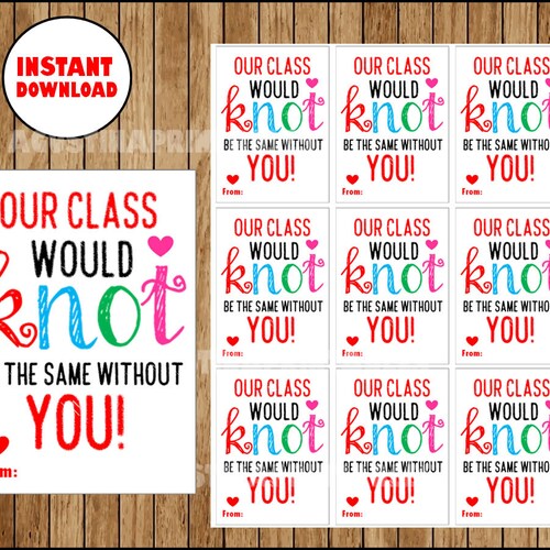 Bracelet Valentine's Day Printable Tag Knot Be the Same - Etsy