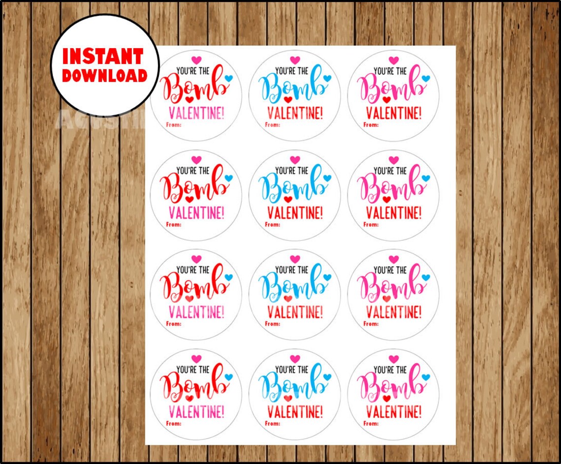 INSTANT DOWNLOAD Printable Valentine Bath Bomb Gift Tag, You're the ...