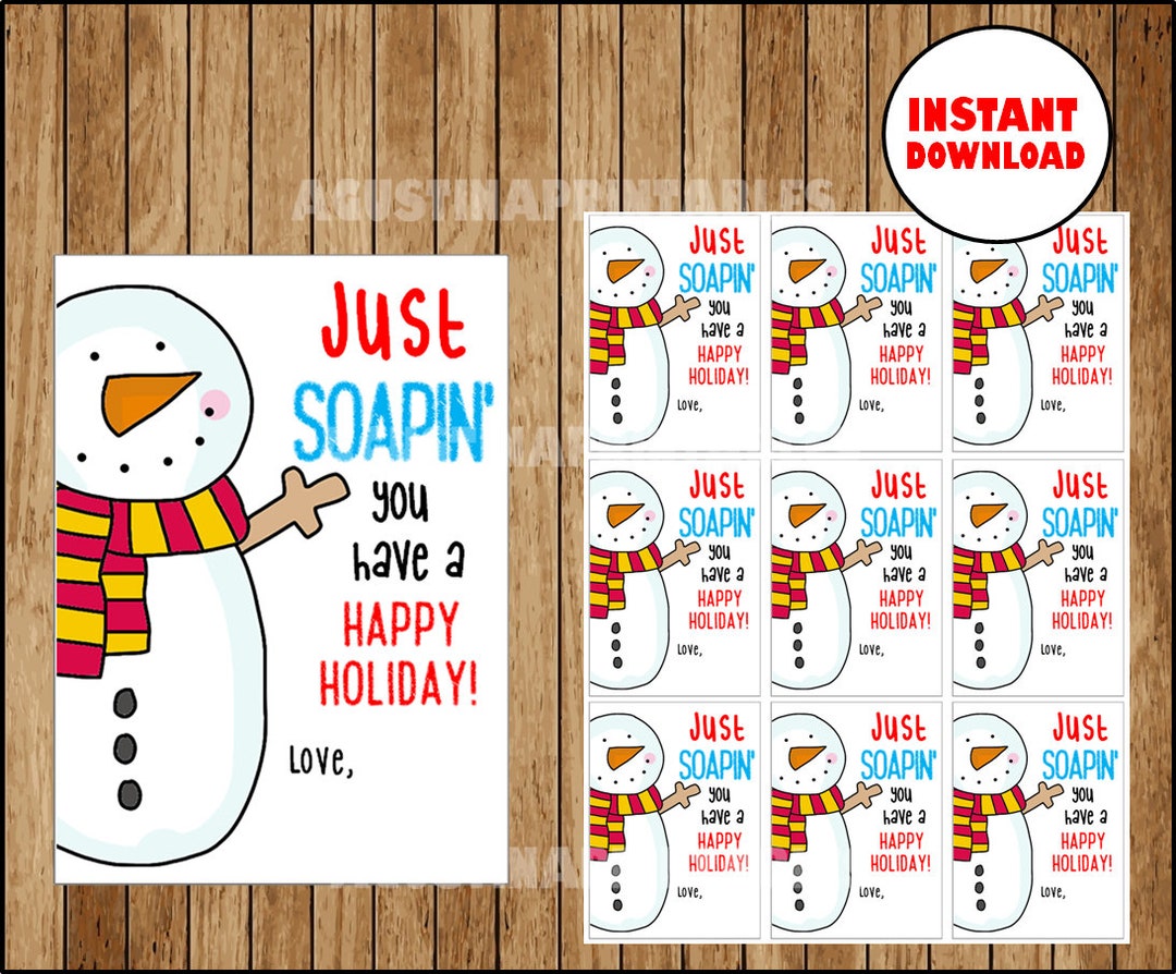 INSTANT DOWNLOAD Printable Hand Soap Gift Tags, Just Soapin You Have a ...