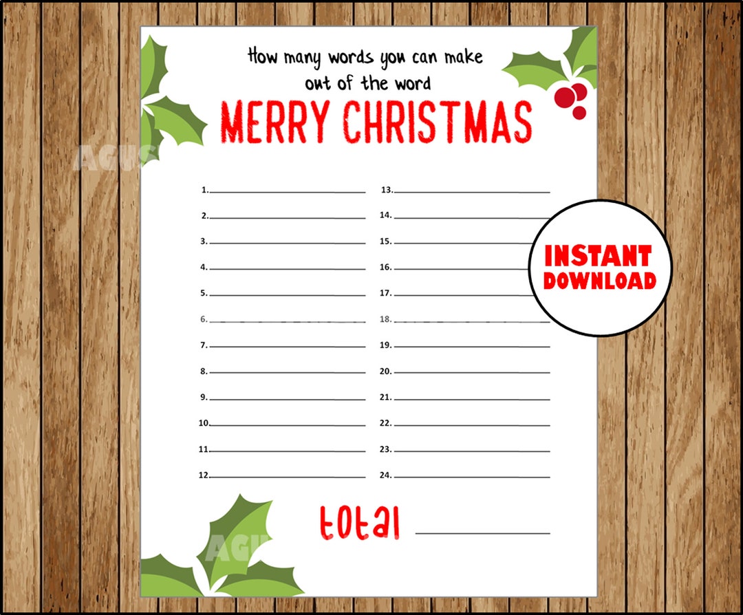 INSTANT DOWNLOAD Christmas word Game, Printable christmas party Game ...