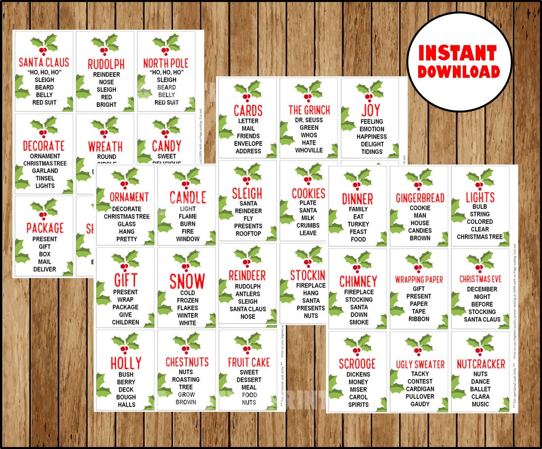 INSTANT DOWNLOAD Christmas Taboo Printable Christmas Game | Etsy