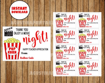Redbox Gift Card Instant Download Printable Teacher - Etsy