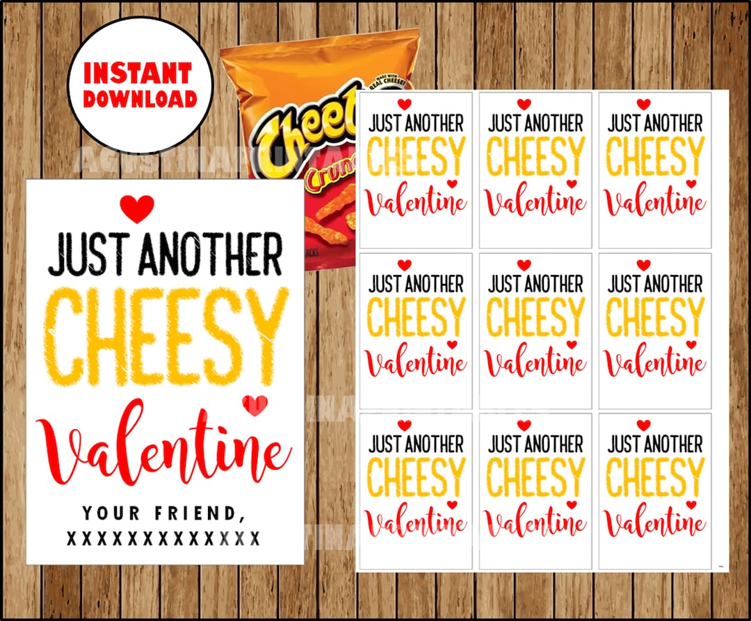 Cheesy Valentine, Valentine Tags Printable, Instant Download, Editable ...