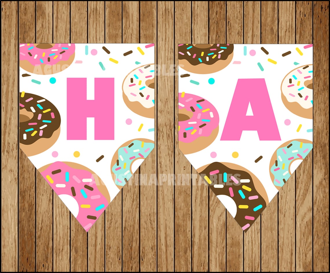 Donut Birthday Banner Donut Happy Birthday Banner Printable - Etsy