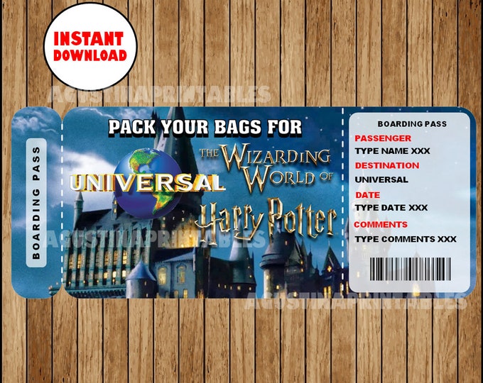 Printable Ticket to Disneyworld, Boarding Pass, Customizable Template ...