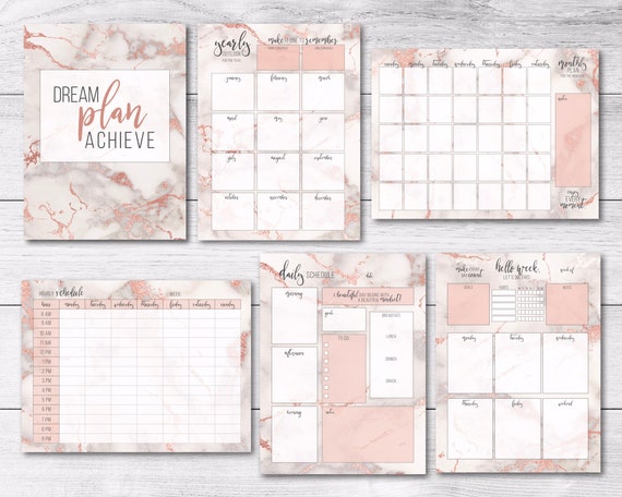 Rose Gold Marble Digital Planner Pages SET L Goodnotes Inserts - Etsy