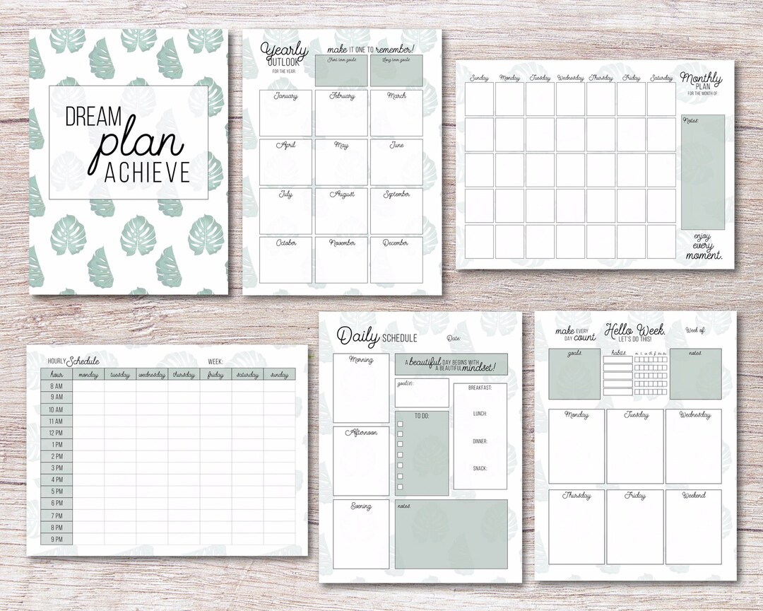 Tropical Monstera Leaves Digital Planner Pages SET L Goodnotes Inserts ...