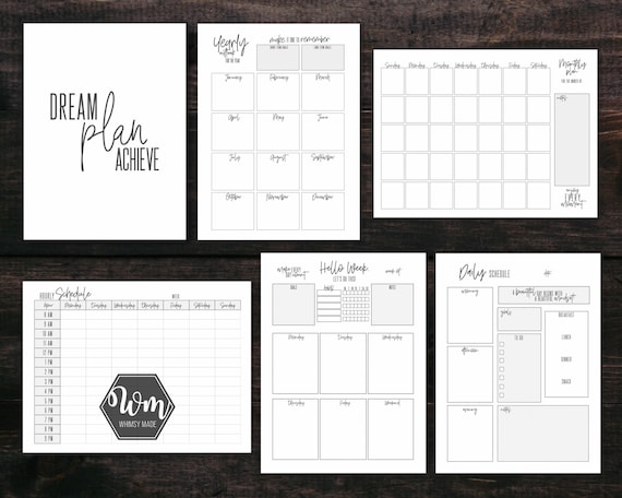 Simple Black White Digital Planner Pages SET l GoodNotes | Etsy