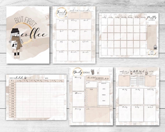 Coffee Lovers Digital Planner Pages SET L Goodnotes Inserts | Etsy