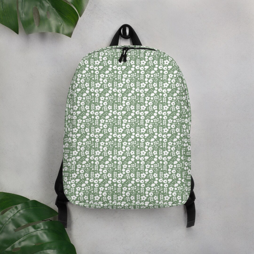 Green Flower Minimalist Backpack - Etsy