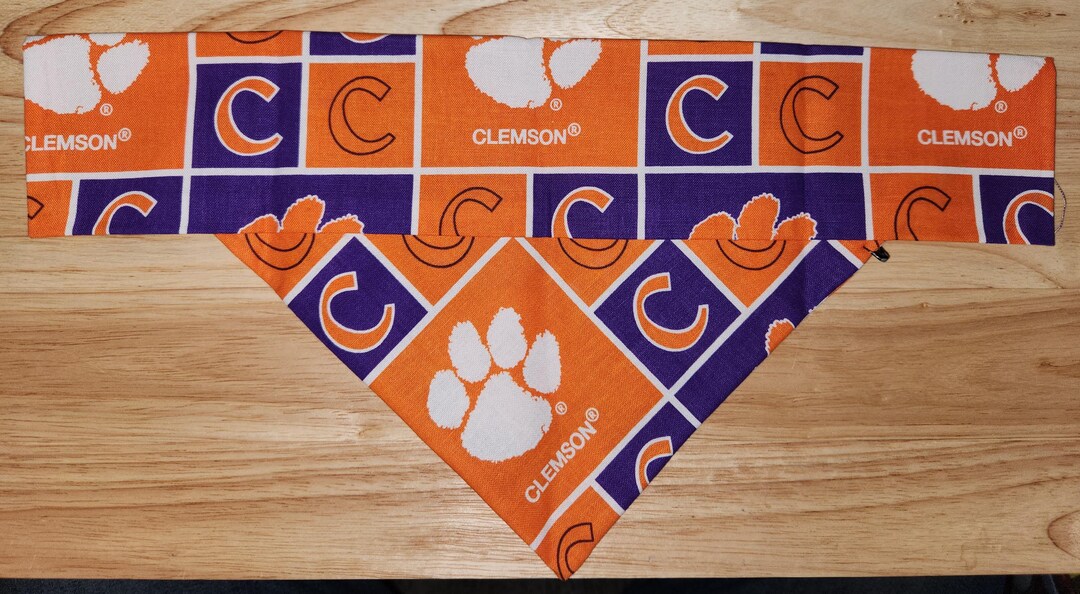 Clemson Tigers (squares) Over the Collar Dog Bandana - NCAA - Dog Scarf ...