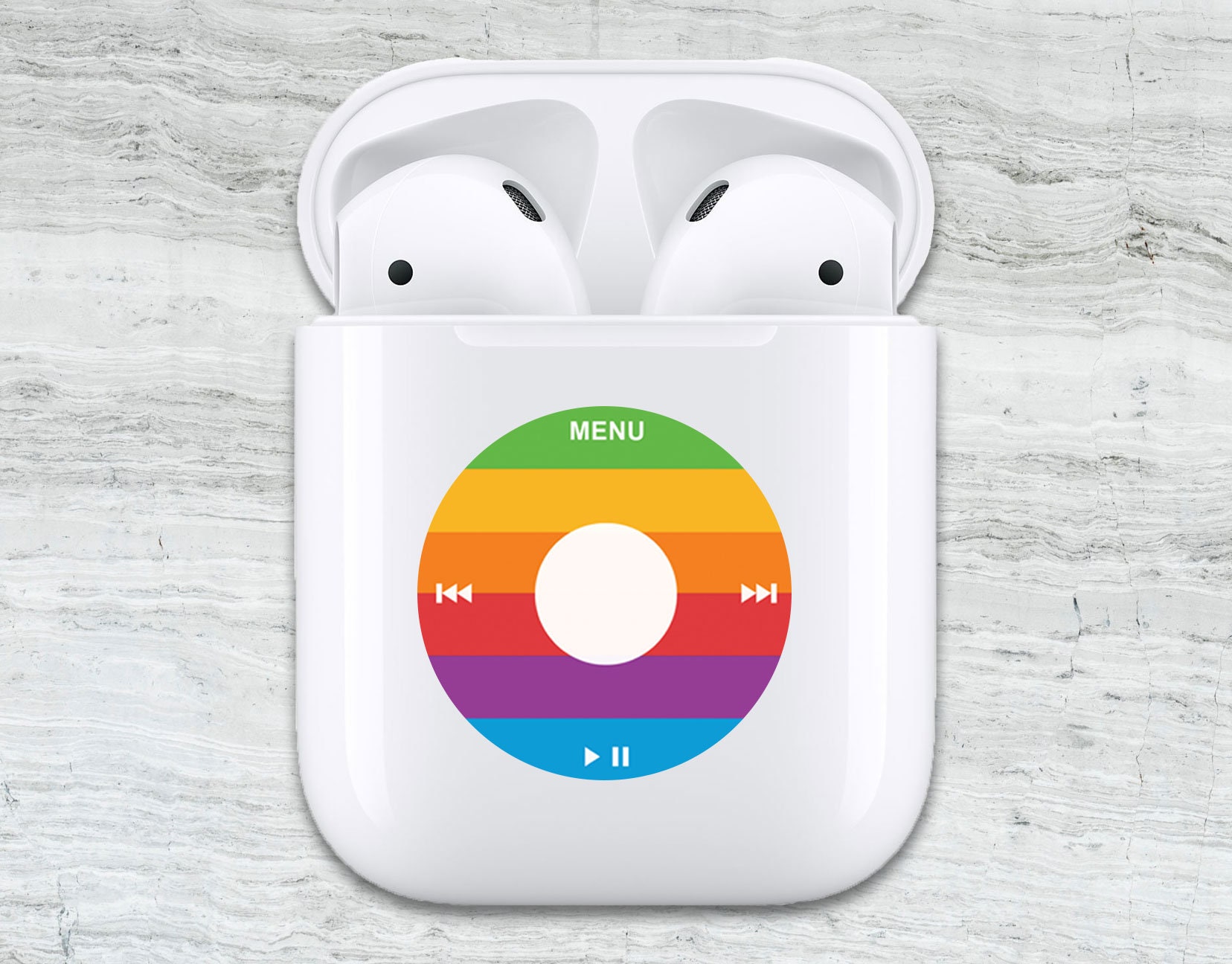 AirPod Retro Pack of 2 Mac Rainbow iPod Click Wheel Sticker | Etsy