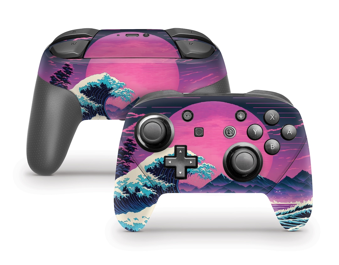 Vaporwave Hokusai Great Wave Skin for the Nintendo Switch Pro ...