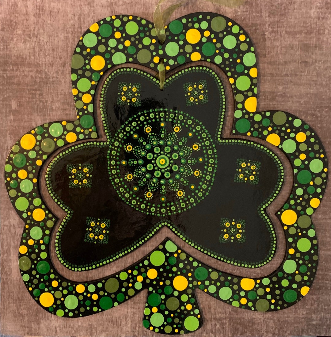 Buena suerte trébol Mandala Dot Painting - Etsy España