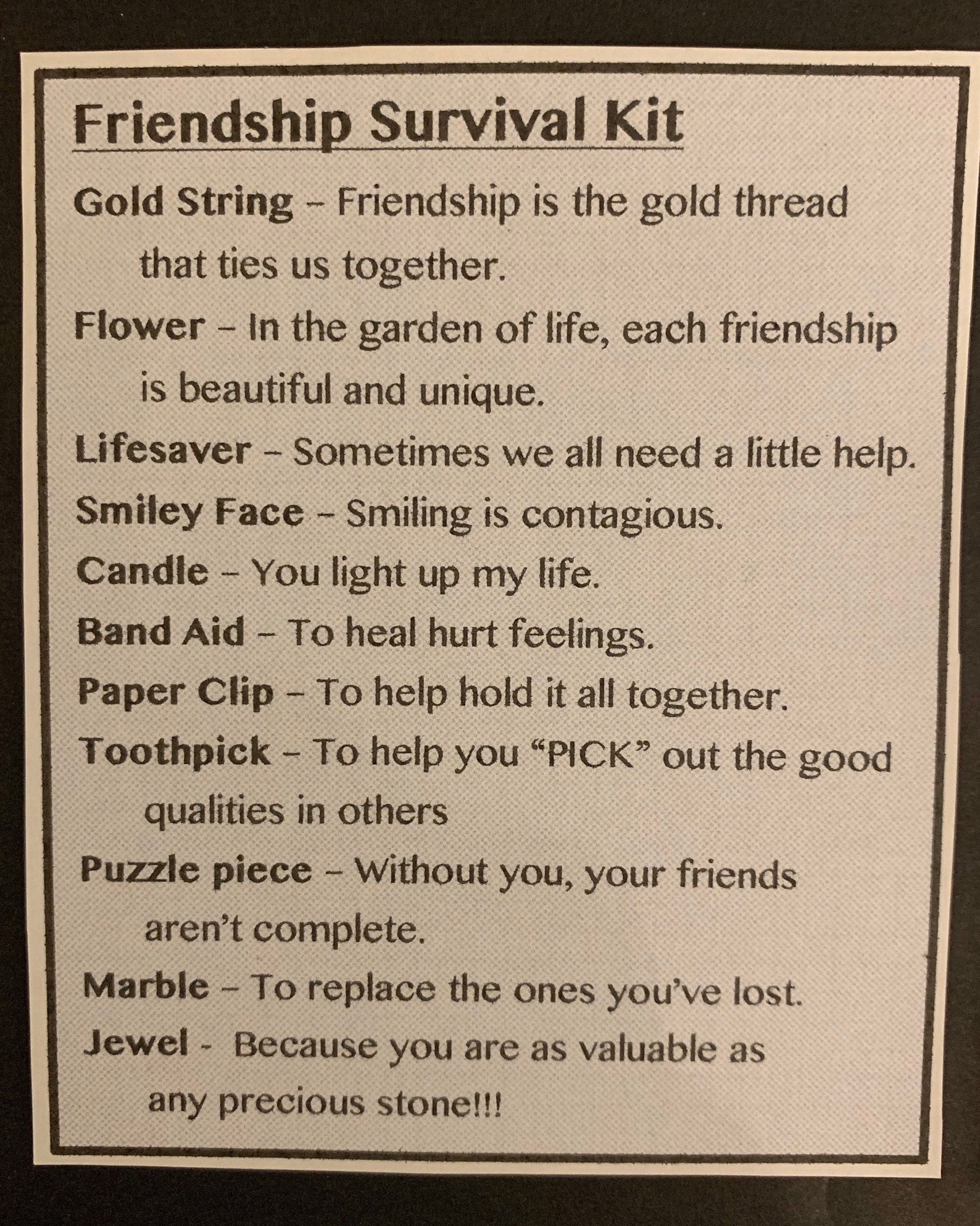 Friendship Survival Kit - Etsy