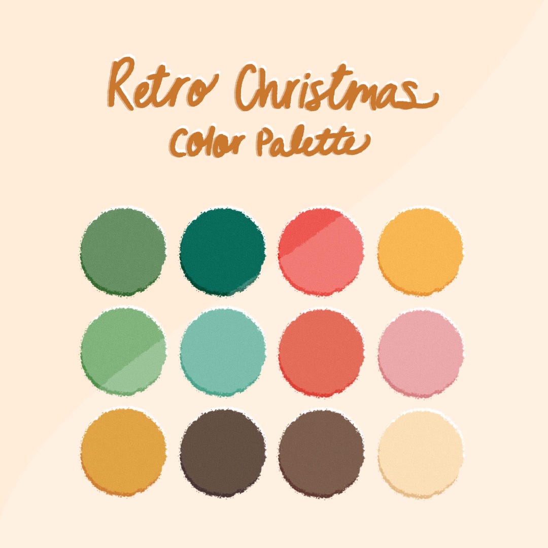 Retro Christmas Procreate Color Palette Etsy