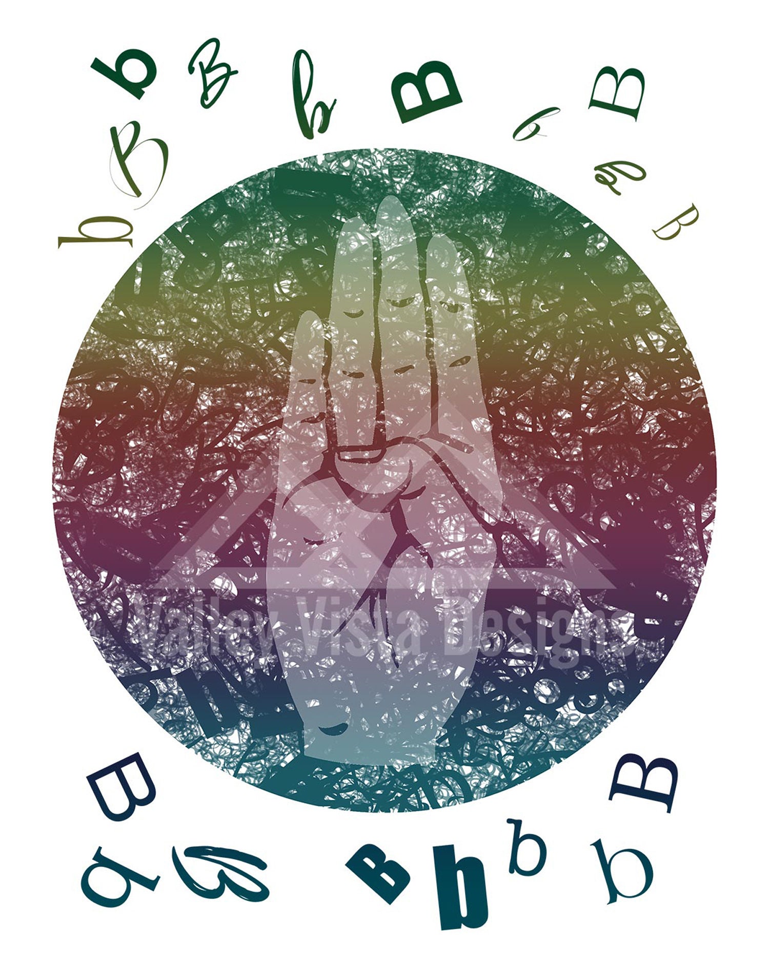 Sign Language Letter B Print Wall Art - Etsy